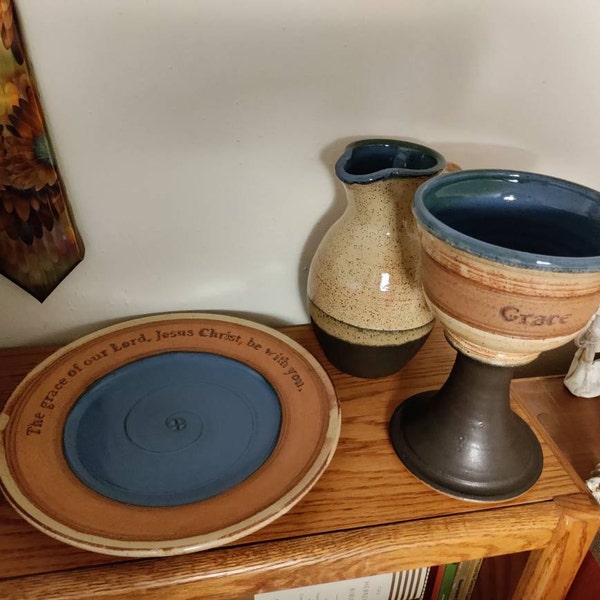 The Grace of the Lord, Stoneware Pottery Communion Set - Etsy