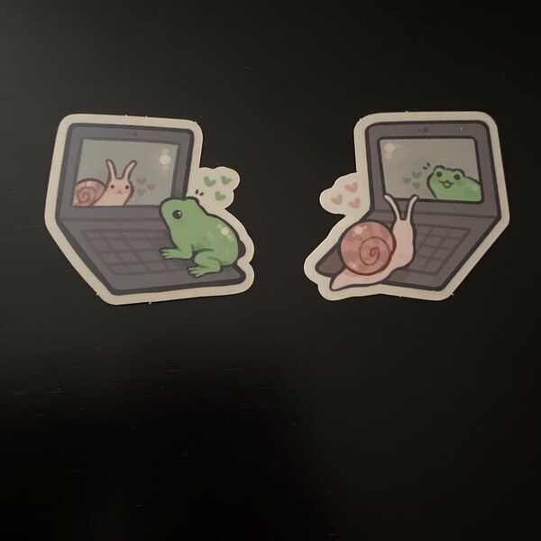 Date Night Clear Sticker Set of 2 / Snail and Frog Stickers / Cute ...