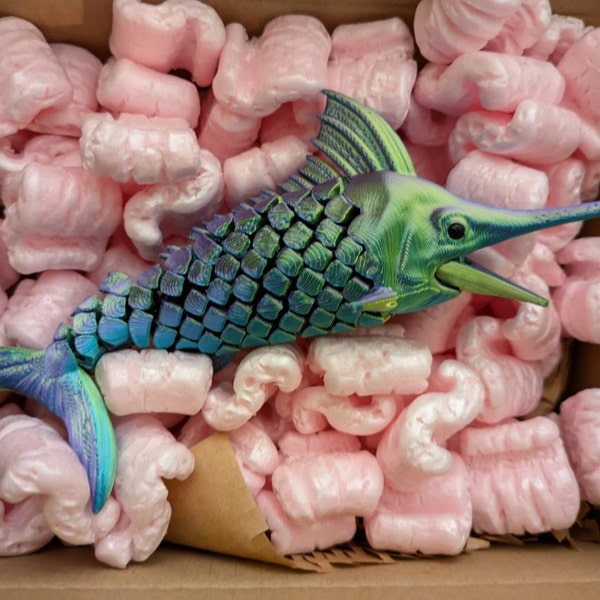 Marlin Fish Wall Decor, 3D Printed Articulated Fish, Fishing Cabin ...