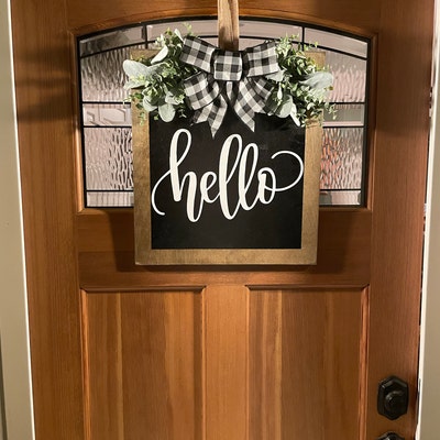 Front Door Decor Hello Front Door Sign Door Sign Door Hanger Year Round ...