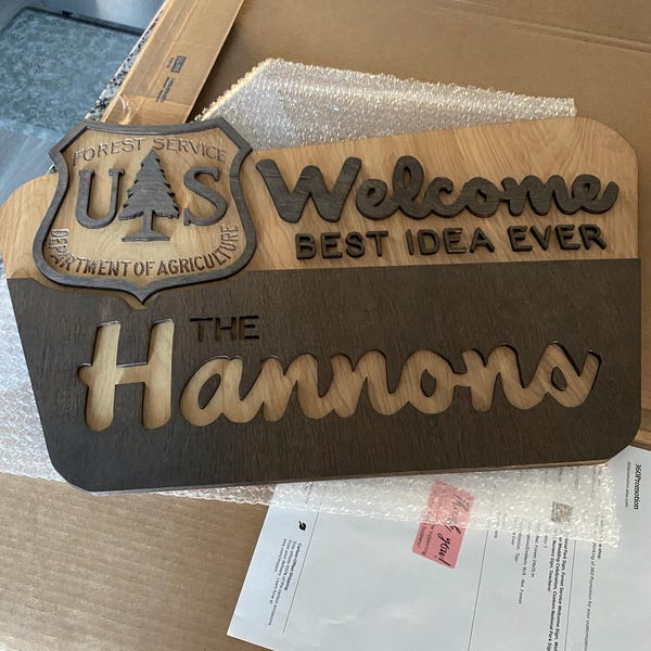 National Forest Service Welcome Sign ACRYLIC - NFS Inspired Family Name ...