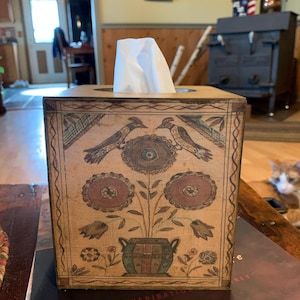 Colonial, Primitive, Early American Tissue Box Cover - Etsy