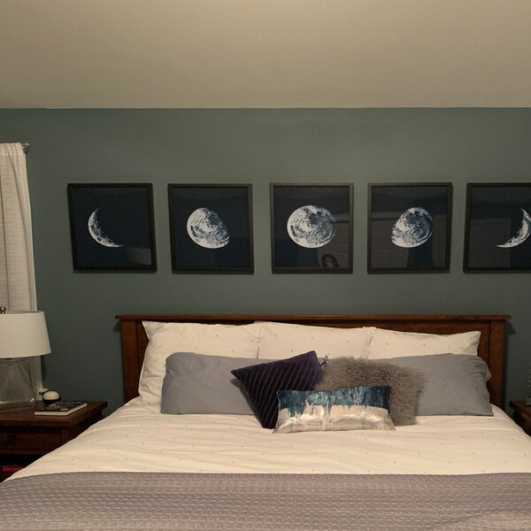 Moon Phases, Framed Art Set, Moon Posters, Moon Phases Prints, Moon ...