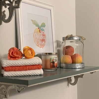 Peachy Clean Peach Decor, Peach Wall Art, Peach Bathroom Decor, Peaches ...