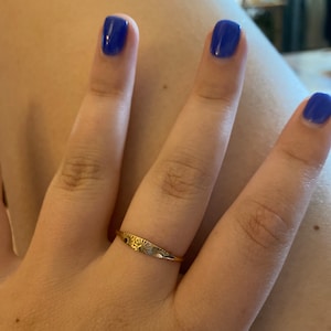 Original Solid Gold Sun Ring Hand Stamped Three Suns Dainty Sunrise ...