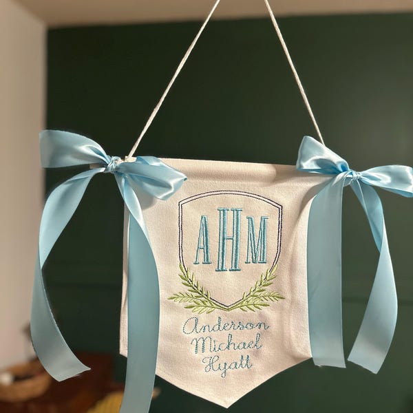 Heirloom Crest Frame Embroidery Design Leafy Ribbon Banner Frame ...