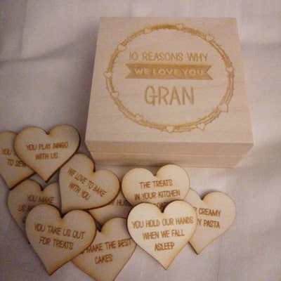 10 Reasons Why I Love You Wooden Box and Hearts Personalised Mother's ...
