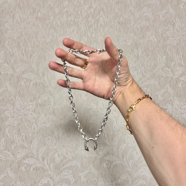 PIERCED 2 Stainless Steel Chainmaille Choker Necklace Goth Alternative ...