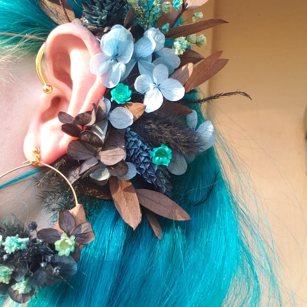 Flowers Ear Cuff Earrings Dried Flower Hair Pins Flower Ear Climber ...