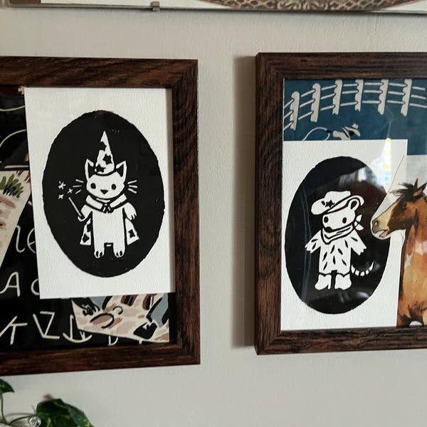 Cowboy Opossum Linocut Block Print | 4 X 6 Mini Print | Printmaking ...