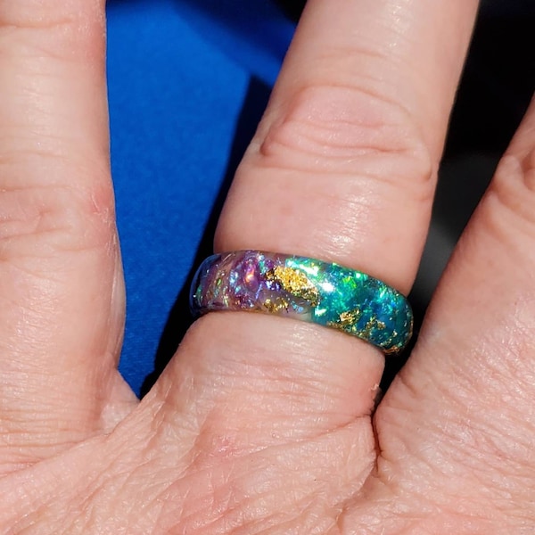 Blue and Purple Iridescent Resin Ring, Fairy Fairycore Mermaidcore ...