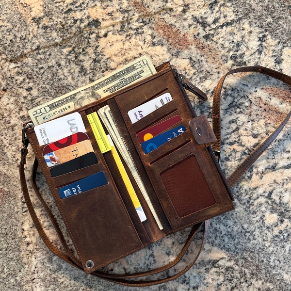 Leather Wallet With Phone Compartment, Modern Travel Accessory ...