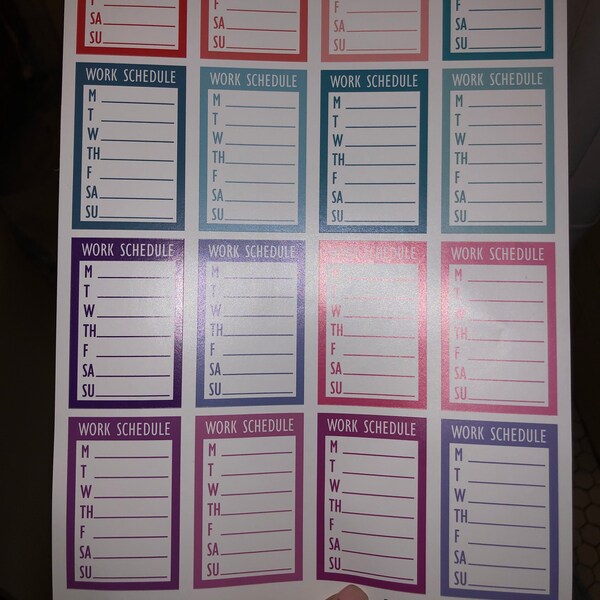 Planner Stickers - Weekly Work Schedule Sidebar Sticker - Fits Erin ...
