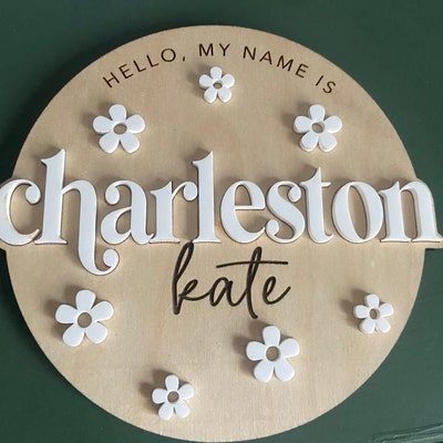 Retro Baby Name Announcement Acrylic Baby Name Announcement Sign Custom ...