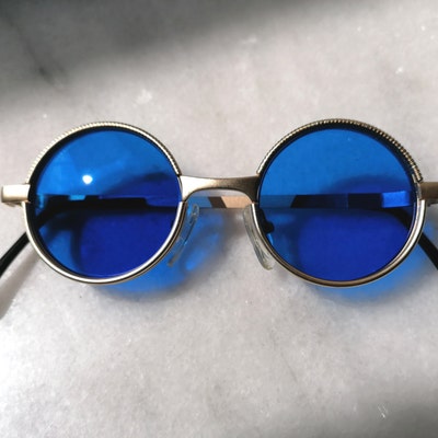 Vintage Round Steampunk Sunglasses Small Round Gold Sunglasses - Etsy