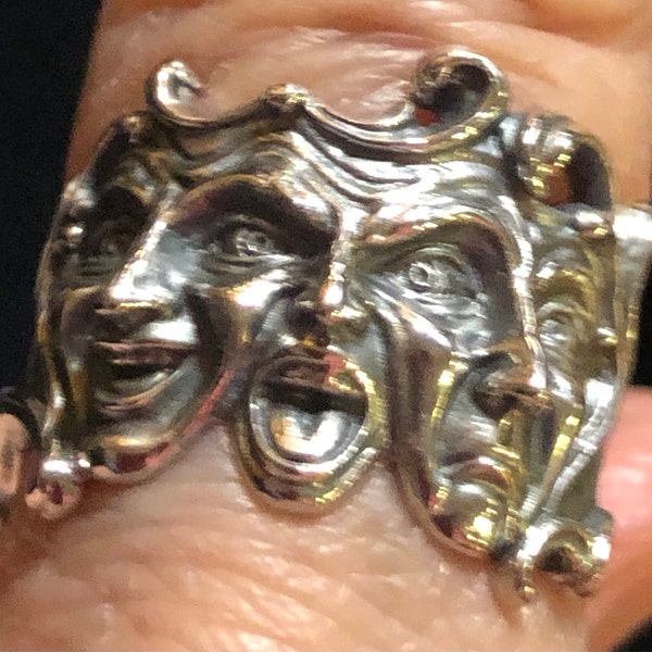 Mood Ring - Three Faces Ring - Theatre Masks Ring - Three Masks Ring ...