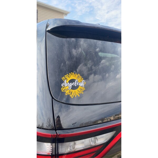 Sunflower Name Vinyl Decal | Sunflower Decal | Sunflower Sticker | Name ...