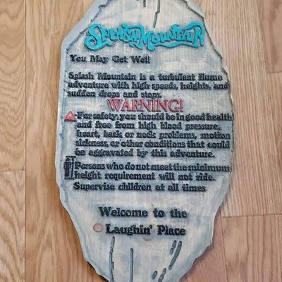 Splash Mountain Warning Sign Disney Inspired Frontierland Magic Kingdom ...