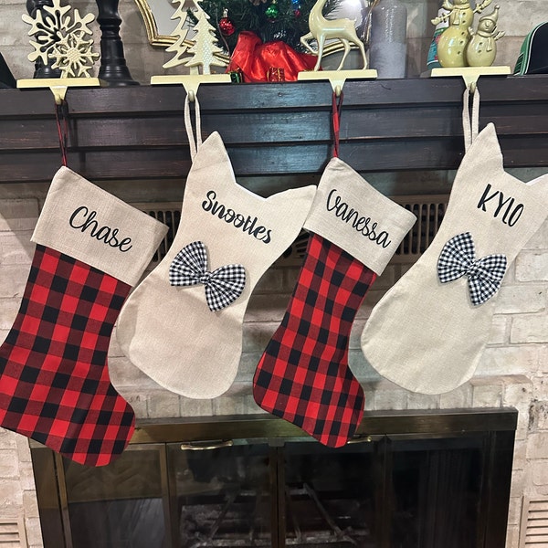 Buffalo Check Christmas Stocking - Personalized Plaid Stocking - Etsy