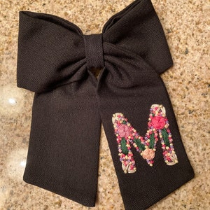 Initial Hand Embroidered Bow Custom Initial Bow Hair Bow | Etsy