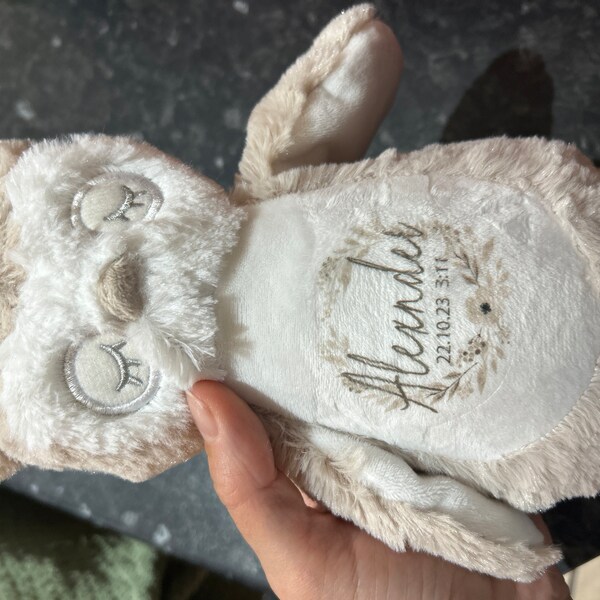 Personalised Owl Teddy, New Baby Gift, Customised Plush Soft Toy, Your ...