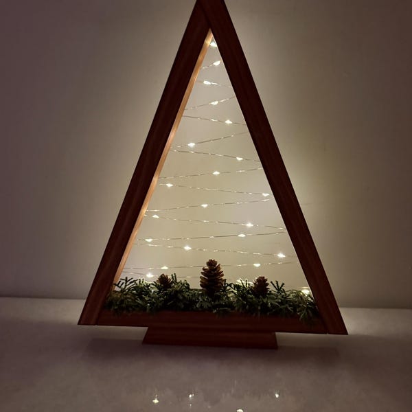 Handcrafted Wooden Pine Tree Decor With Lights: Rustic up North Cabin ...