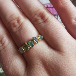 Ombre Ring Green Stacking Ring Unique Gemstone Ring Raw - Etsy