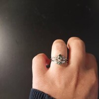 Vintage Green Sapphire Engagement Ring Set Nature Inspired Leaf ...