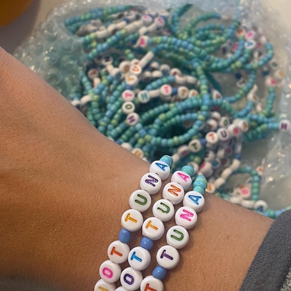Glass Bead Name Bracelet, Personalized Name Bracelet, Mama Bracelet ...