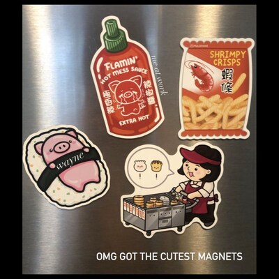 Dim Sum Cart Lady Refrigerator Magnet, Dim Sum Gift, Foodie Gift, Funny ...