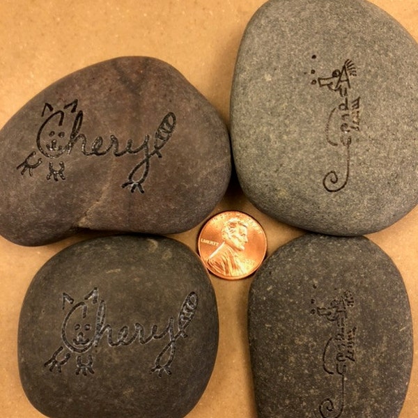 Actual Handwritten Signature Worry Stone, Custom Made Engraved Funeral ...