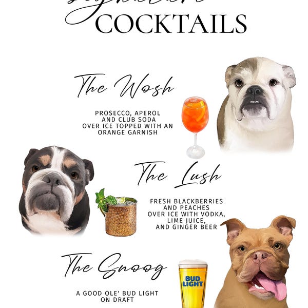His Hers and Dog Signature Cocktail Wedding Signature Drink Sing Dog ...