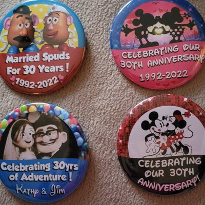 Carl and Ellie Anniversary Button-disney Anniversary Buttons-disney ...