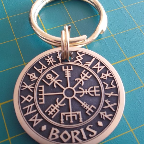 Nordic Viking Dog Tag, Norse Viking Runes Keyring, Tribal Celtic Aztec ...