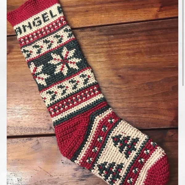 Personalized Crochet Fair Isle Stocking Pattern- Large Snowflake - Etsy