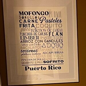 Puerto Rico Kitchen Art, Puerto Rico Food Print, Food Sign, Home Décor ...