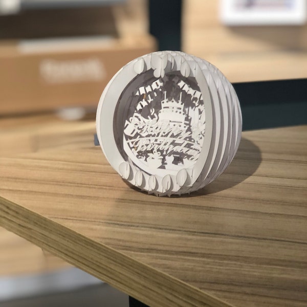 3D Birthday Popup Sphere Papercraft Template, Papercut SVG, Png Pdf ...