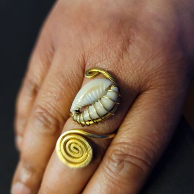 African Cowrie Shell Rings Tribal Rings African Jewelry Adjustable ...