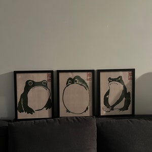 Japanese Matsumoto Hoji Frog Set of 3, Vintage Frog Woodblock Poster ...