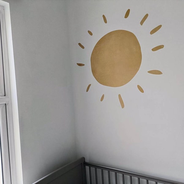 Nursery SUN DECAL - Boho Sun Wall Decal - Mustard Nursery Decor - Sun ...