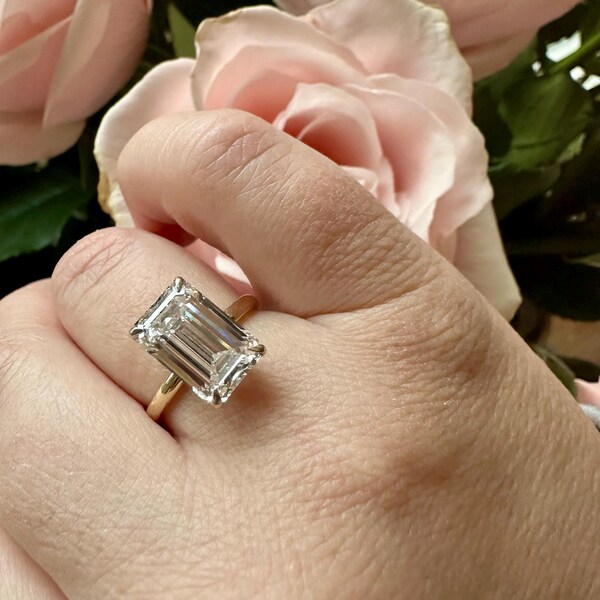 0.07 Ct Diamond Line Ring for Women • 14k Solid Gold Pave Diamond Ring ...
