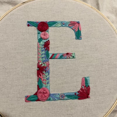 PDF Pattern Letter E Floral Monogram, Embroidery Pattern, Alphabet ...