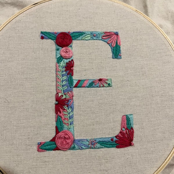 PDF Pattern - Letter E Floral Monogram, Embroidery Pattern, Alphabet ...