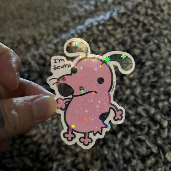 Derpy Dog, Scared Brown Dog Sticker Vinyl Y2K Stickers, Doggo Stickers ...