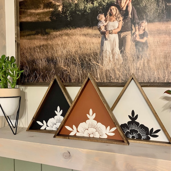 Flower Triangle Wood Sign - Etsy