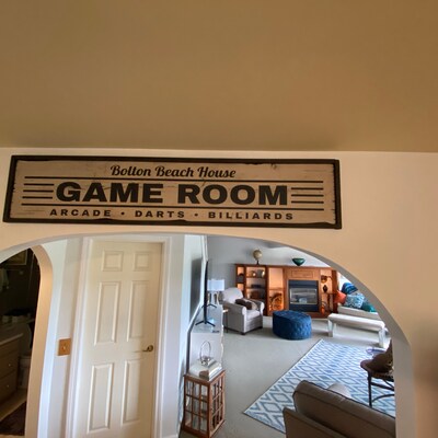 Game Room Wood Sign, Custom Family Name Sign, Poker Darts Billiards Man ...