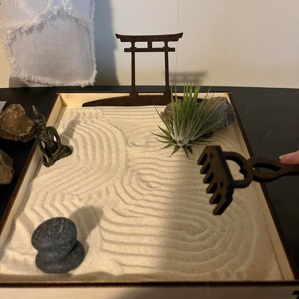 Gift Idea: Large Zen Garden Made of FSC Solid Wood With Stones, Rake ...