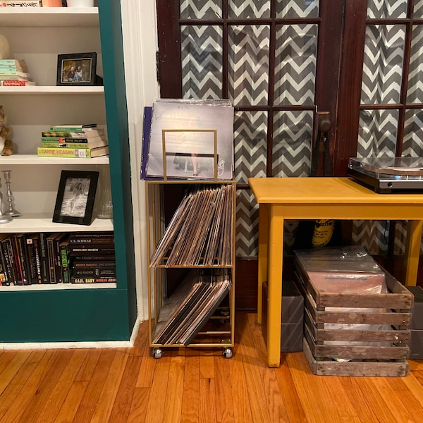 Vinyl Record Storage, Triple Deck LP Album Mobile Cart, Holds 180 - 360 ...