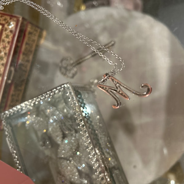 Initial Necklace 24 KT Gold Filled and Silver CZ Diamonds Regina George ...