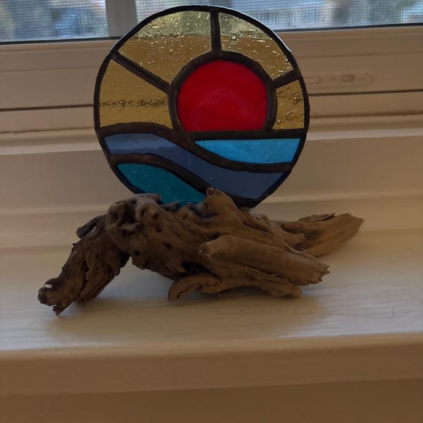 Ocean Sunset Stained Glass Pattern PDF, Sunset Over Ocean Template, DIY ...